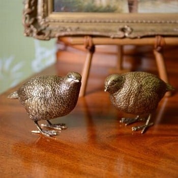 Gold Partridge Decorations by Gisela Graham - Harrod Horticultural