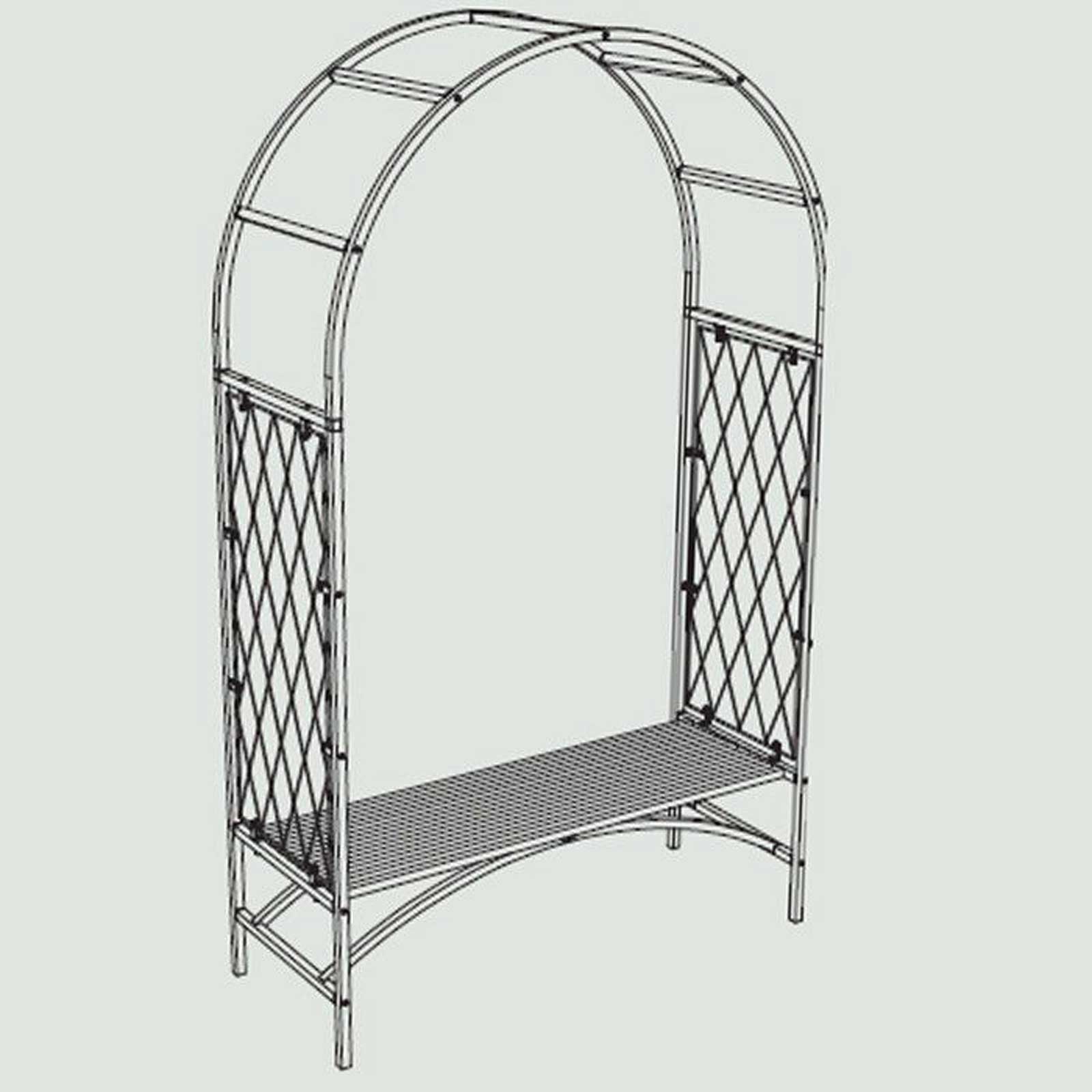 Roman Half Lattice Arch with Bench - Harrod Horticultural