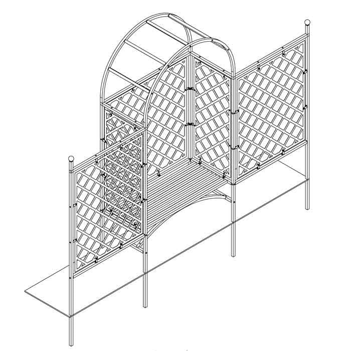 Half Lattice Roman Arbour and Fence-Bespoke Design - Harrod Horticultural