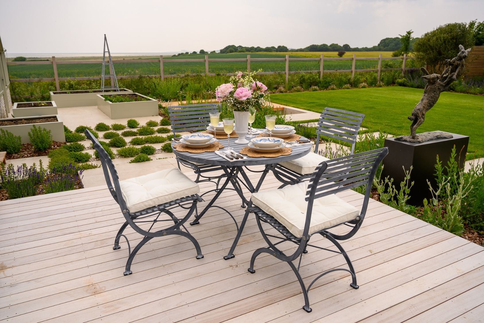 Darsham Dining Table Set - Chair Design A - Harrod Horticultural