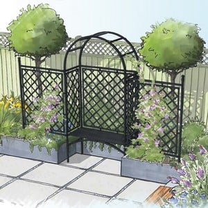 Half Lattice Roman Arbour and Fence-Bespoke Design - Harrod Horticultural