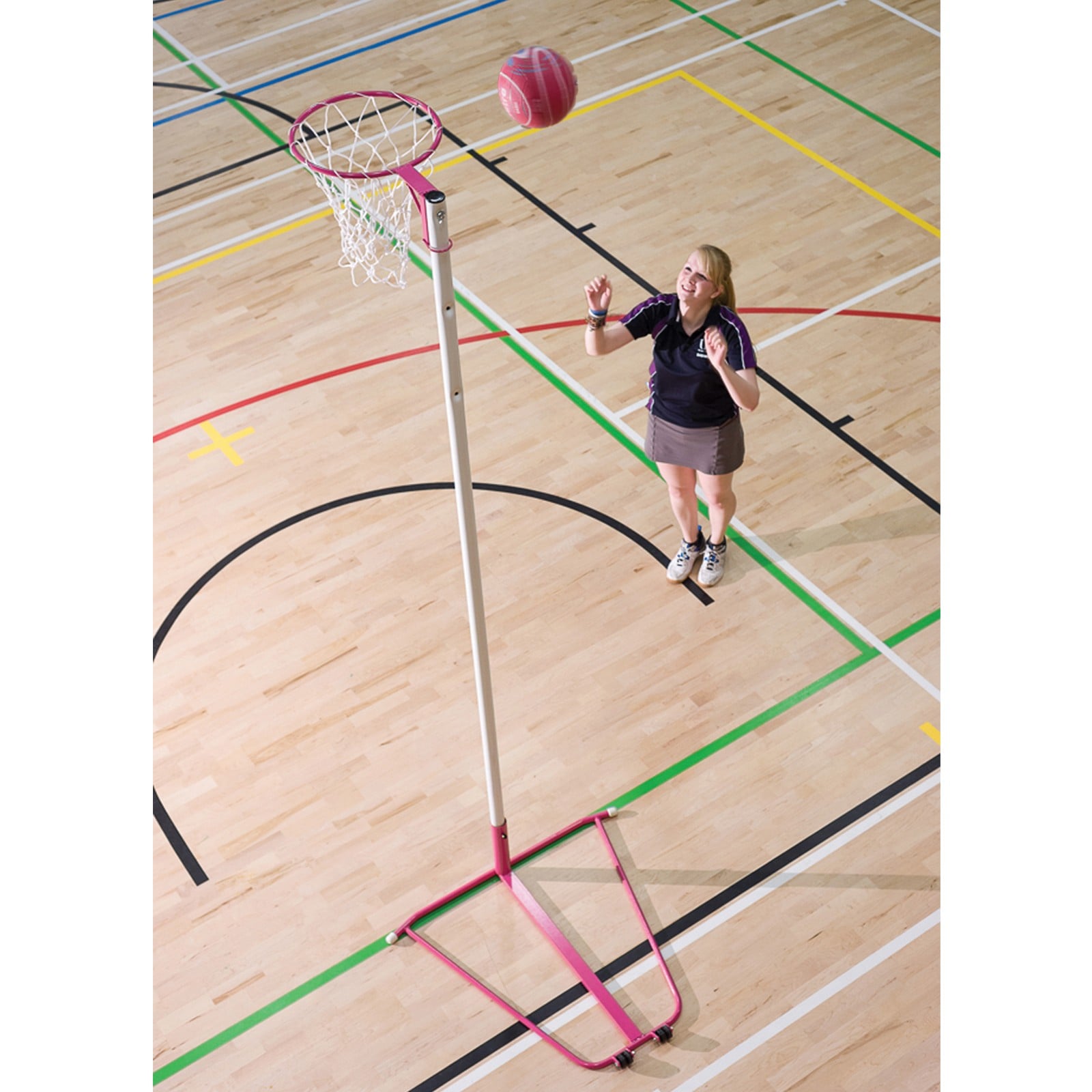 Single Pink Netball Post - Freestanding 10mm Ring - Harrod Horticultural