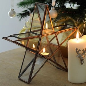 Copper Glass Star Tea Light Holder - Harrod Horticultural